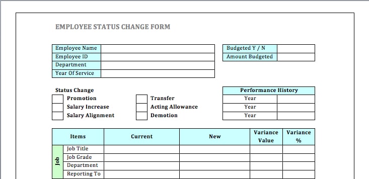 10 Free Employee Status Change Forms Templates Word Excel Templates ... 10 Free Employee Status Change Forms Templates Word Excel Templates ...