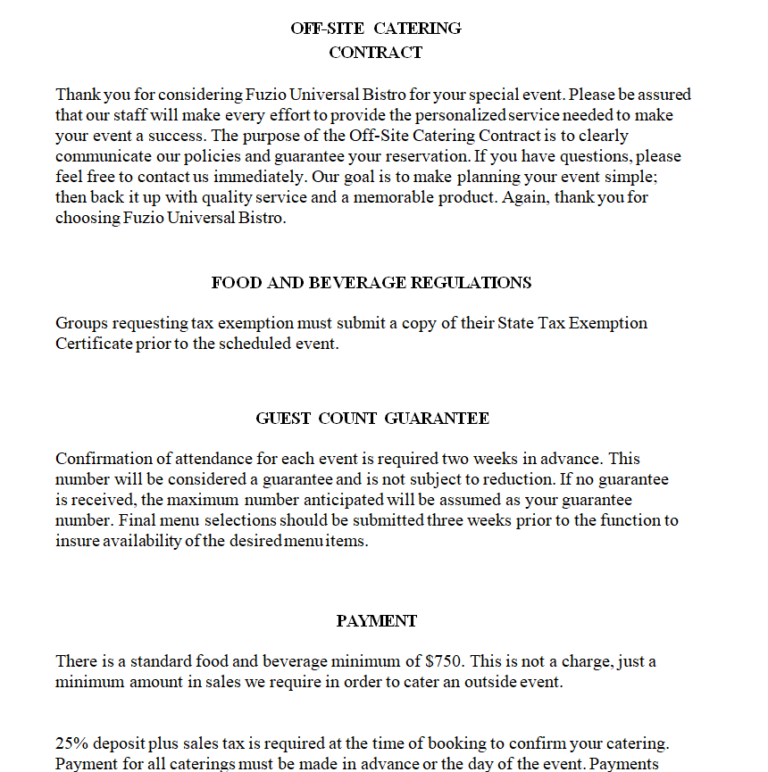 13+ Practical Catering Contract Doc Templates - Word Excel Samples
