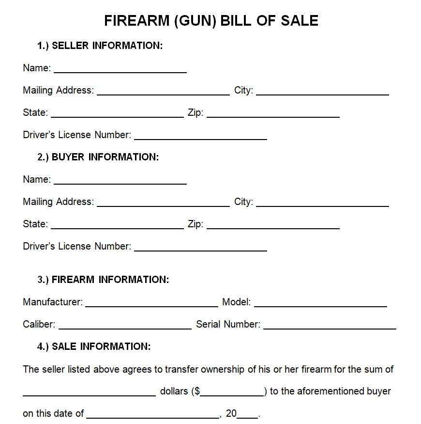 20+ Practical Firearm Bill Of Sale Templates - Word Excel Samples