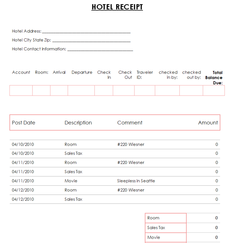 15+ Editable Hotel Receipt Templates MS WORD - Word Excel Samples