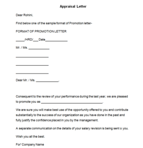 10+ Editable Appraisal Letter Formats - Word Excel Samples