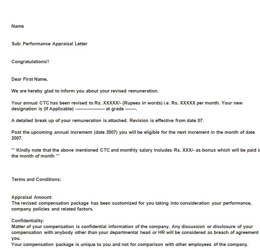 10+ Editable Appraisal Letter Formats - Word Excel Samples