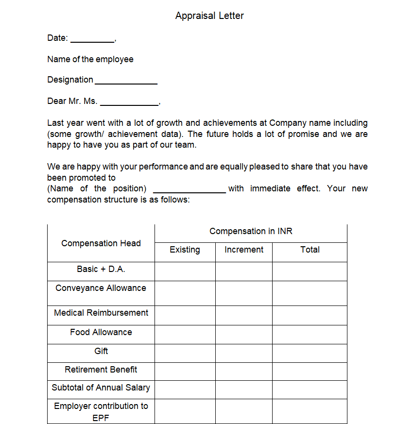 10+ Editable Appraisal Letter Formats - Word Excel Samples
