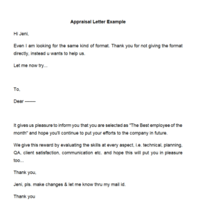 10+ Editable Appraisal Letter Formats - Word Excel Samples