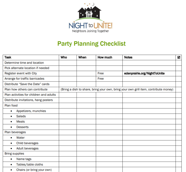 18 Ready to Use Party Planning Checklist Templates Word Excel Samples