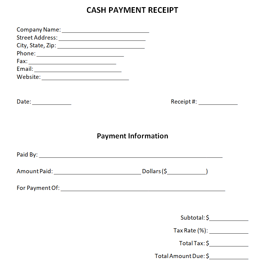 20+ Easily Customizable Payment Receipt Formats - Word Excel Samples