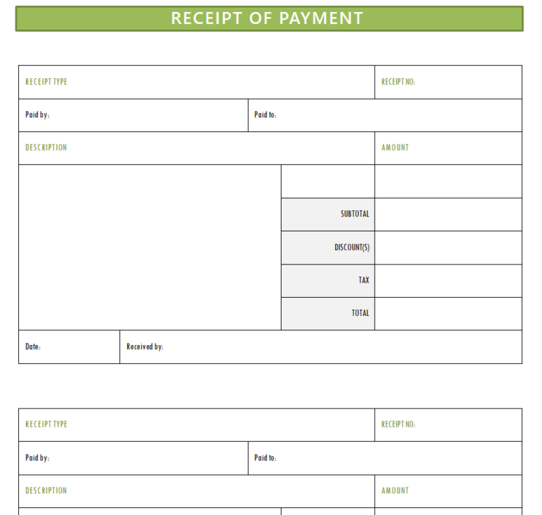 20+ Easily Customizable Payment Receipt Formats - Word Excel Samples