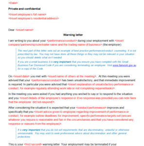 21+ FREE HR Warning Letter Templates in MS WORD - Word Excel Samples