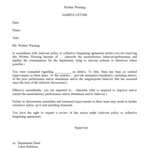 21+ FREE HR Warning Letter Templates in MS WORD - Word Excel Samples